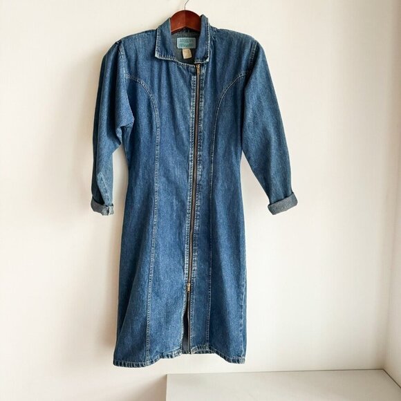 Manager | Dresses | Vintage Manager Zip Up Denim Bodycon Dress S | Poshmark